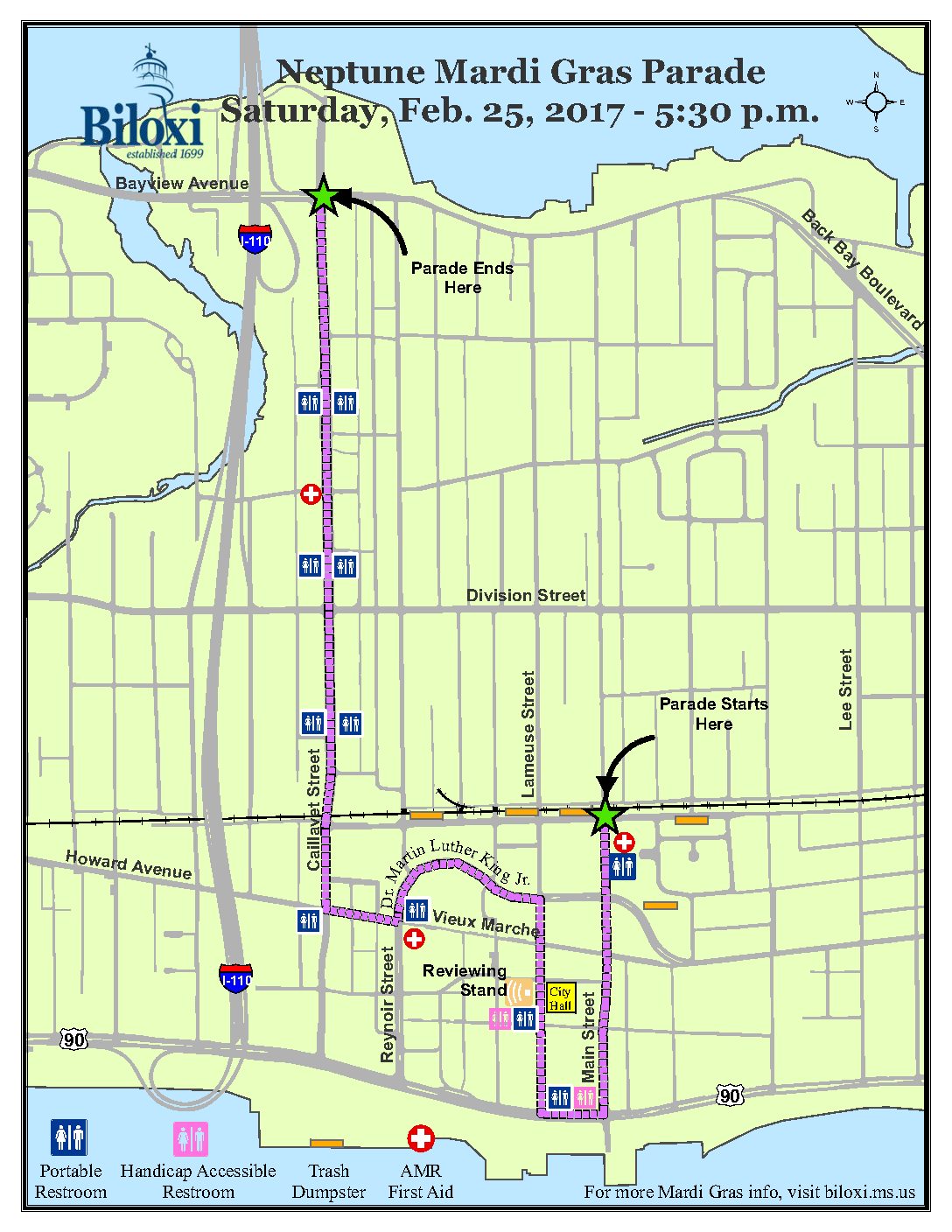 Krewe of Neptune parade route
