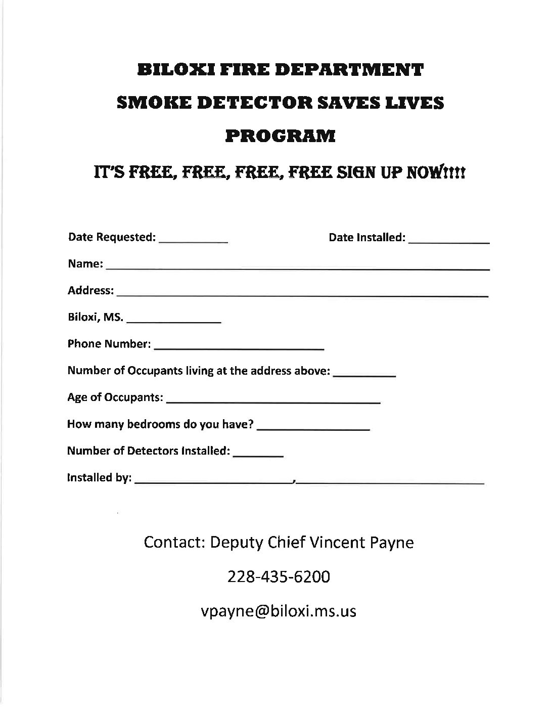See the Smoke Detector Program form