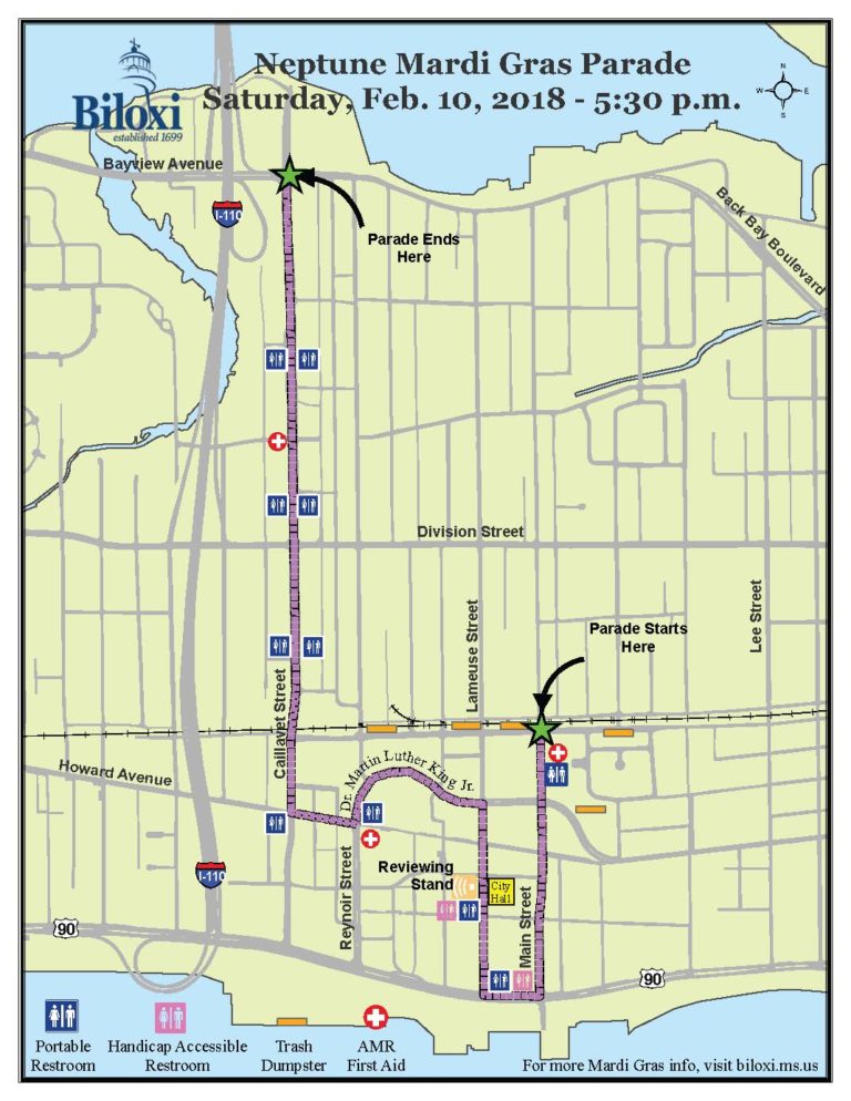 Mardi Gras Parade Route Map – Neptune Parade