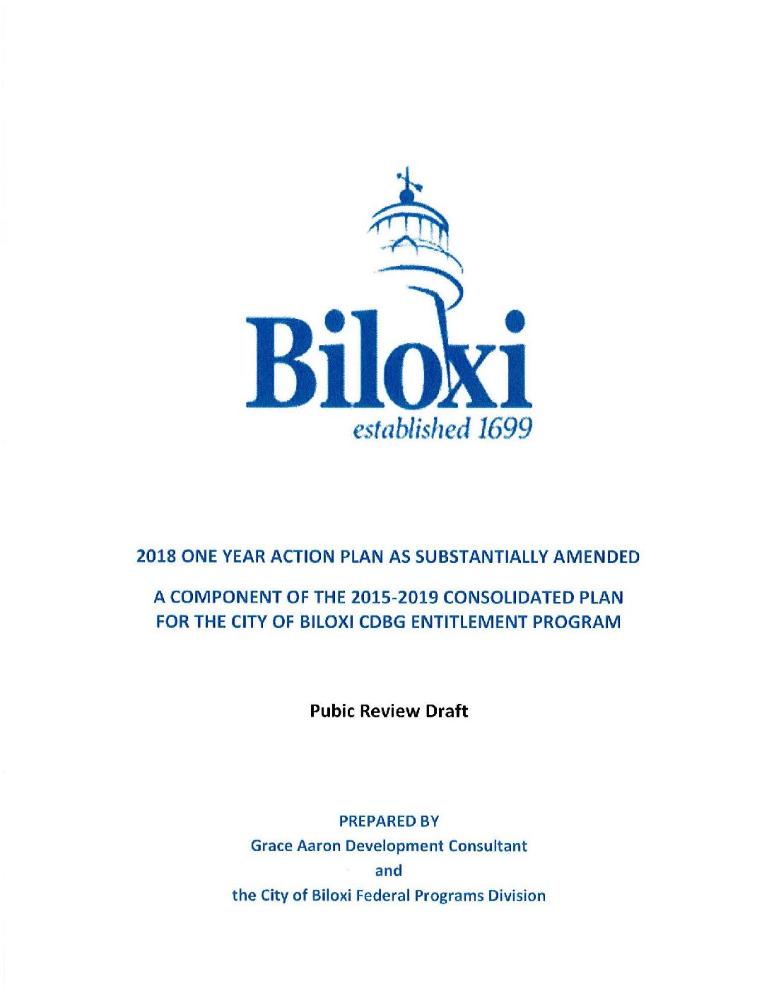 Draft 2018 CDBG Action Plan Substantial Amendment Reviw until March 4 2019 – Posted January 31 2019