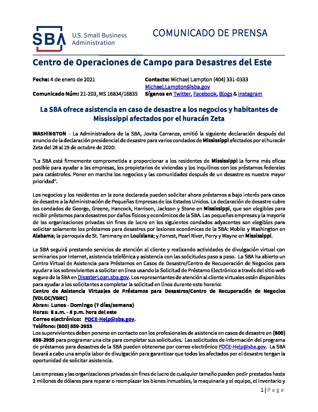 SBA Press Release_Jan. 4 Spanish