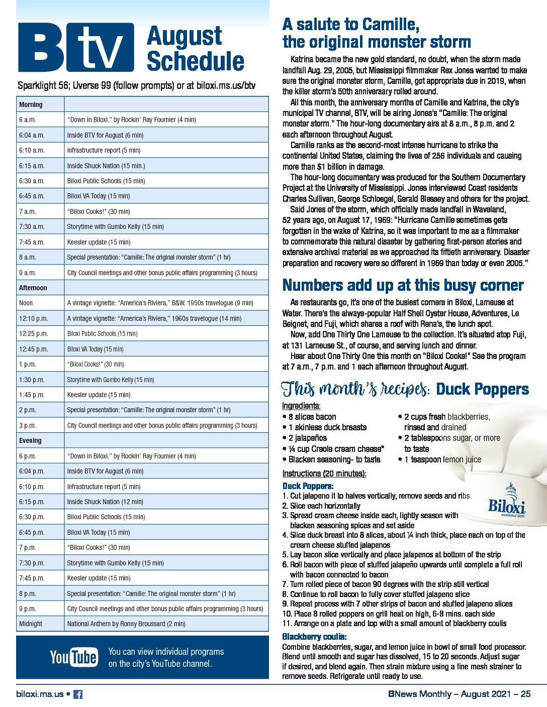 BTV Schedule August 2021