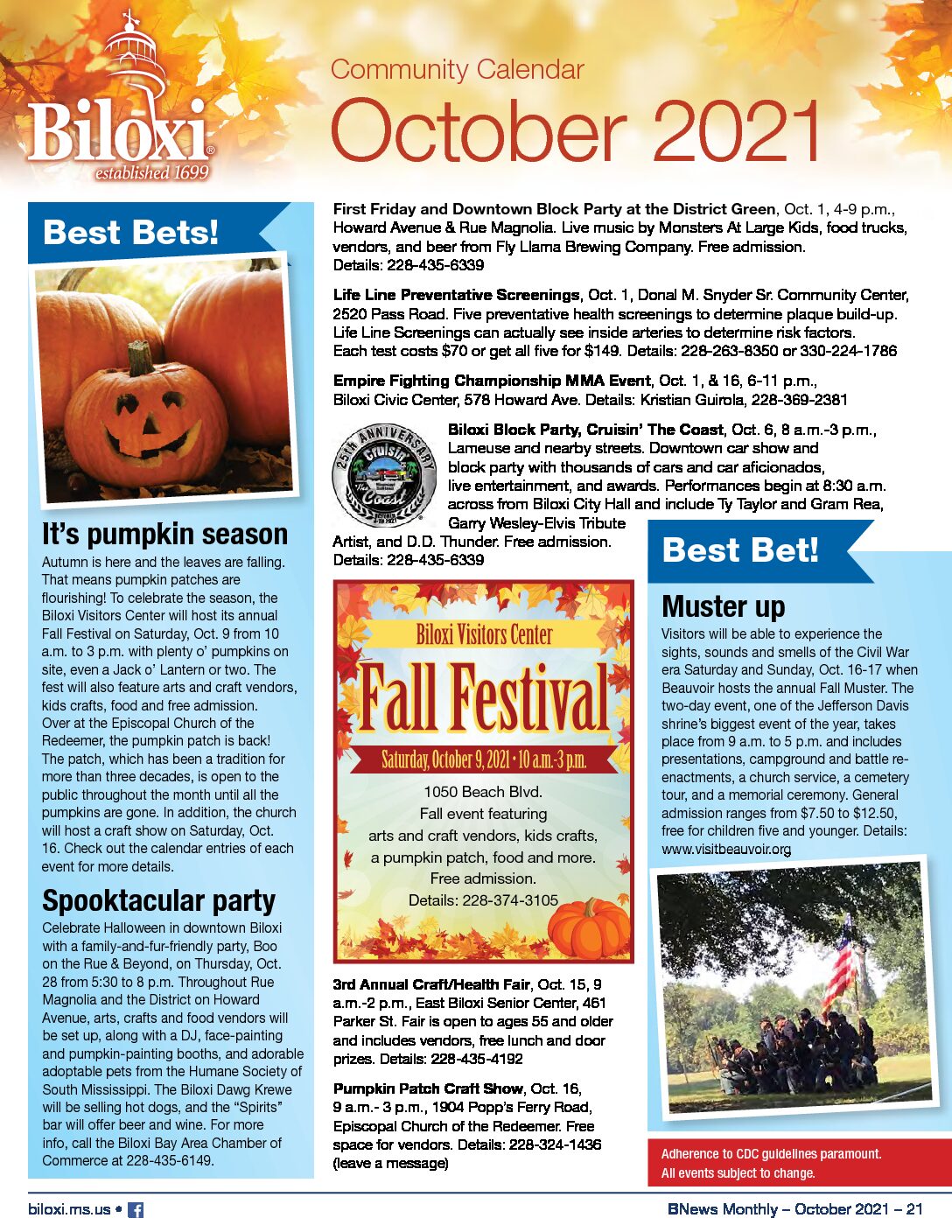 October community calendar 2021.