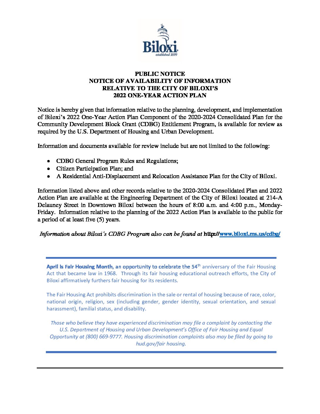 2022 Notice of Available Information FH April Posting English