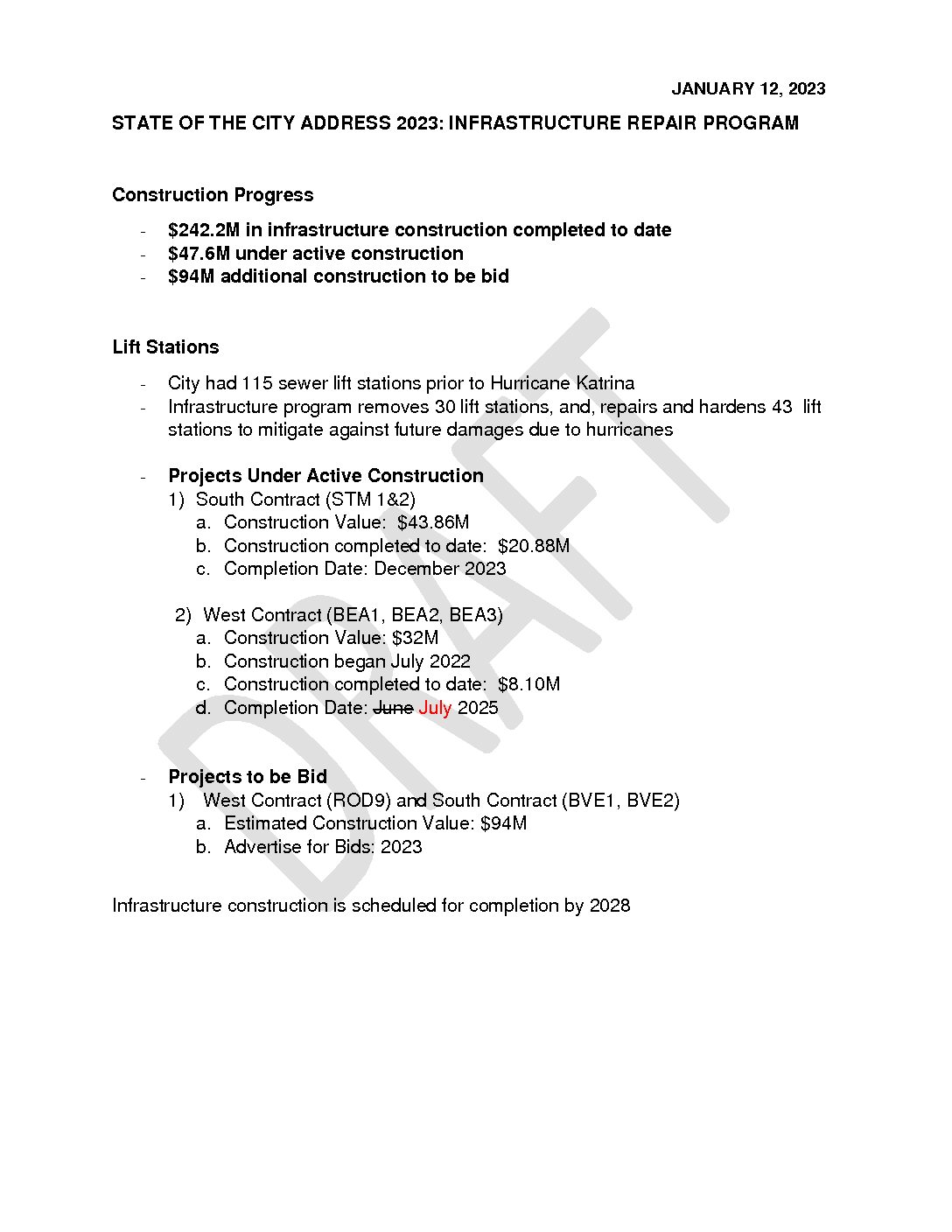 2023 Infrastructure Repair Program