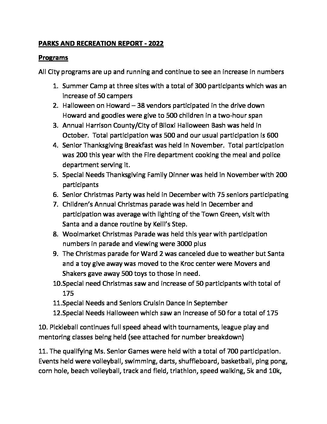 Parks & Rec annual report