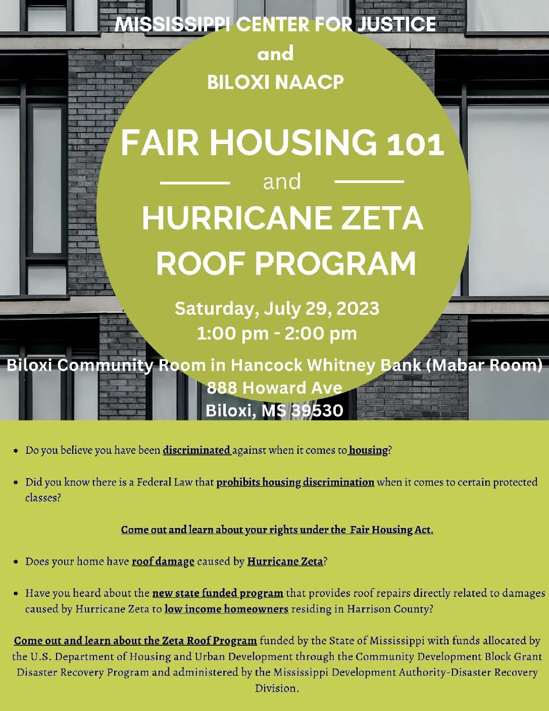 MCJ and NAACP Fair Housing and Zeta Flyer