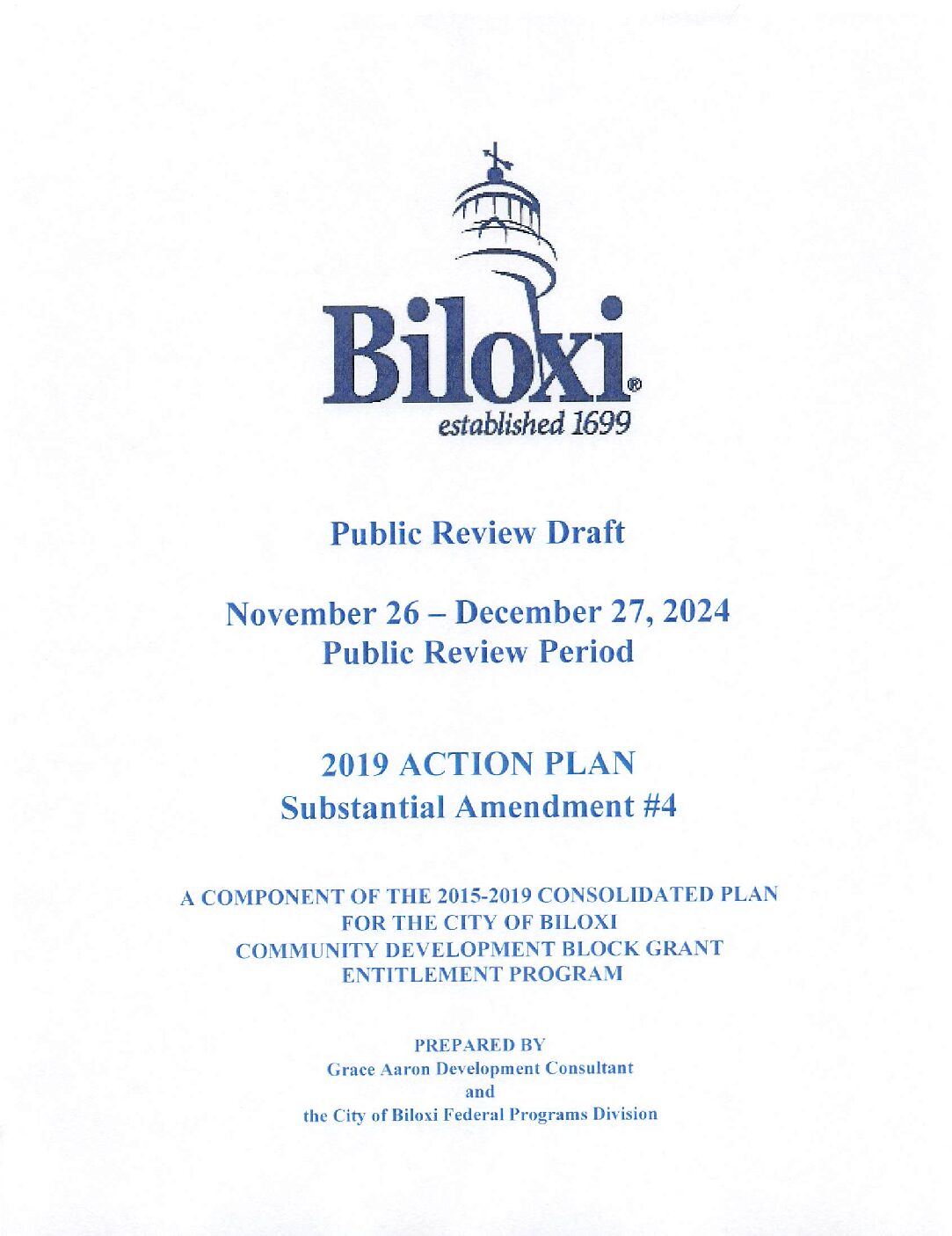 Draft 2019 CDBG Action Plan Substantial Amendment # 4