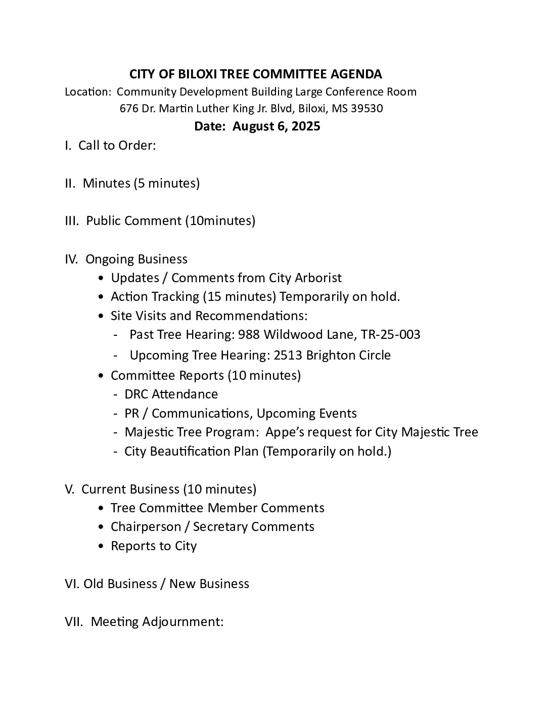 CITY OF BILOXI Tree Agenda Aug. 6 2025….